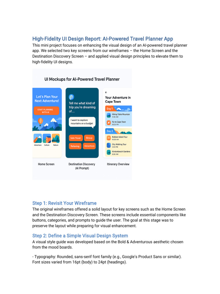 High Fidelity UI Design Report | PDF | Page Layout | User Interface