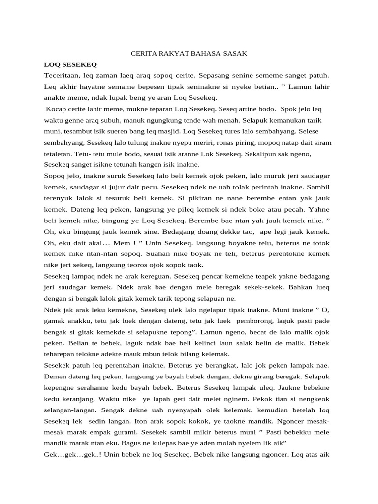 Dongeng-Cerita-Rakyat-Bahasa-Sasak REVISI | PDF