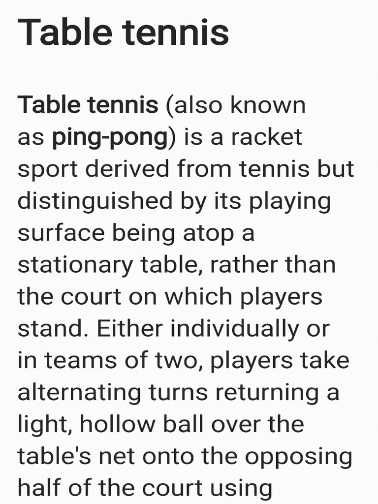 Table tennis | PDF