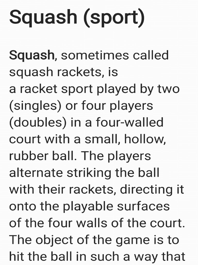 Squash Sports | PDF
