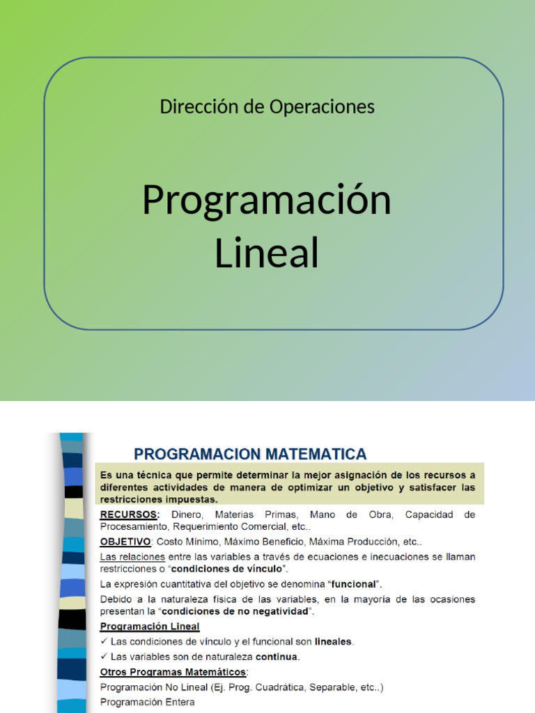 Programación Lineal. 2025 | PDF | Programación lineal