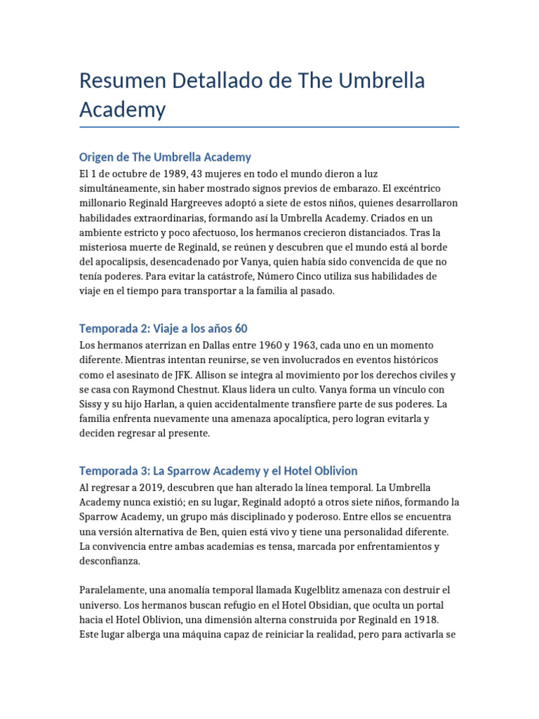 Resumen The Umbrella Academy | PDF