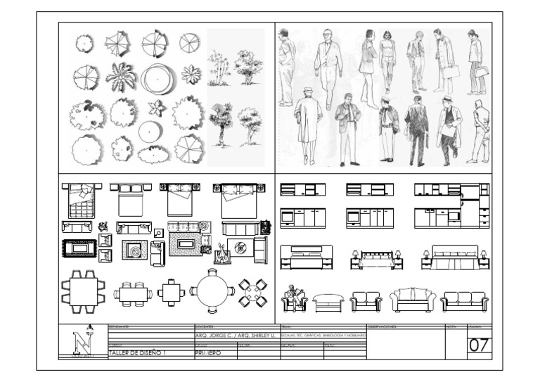 Lámina 07 - Escalas, Técnicas Gráficas, Simbología y Mobiliario | PDF
