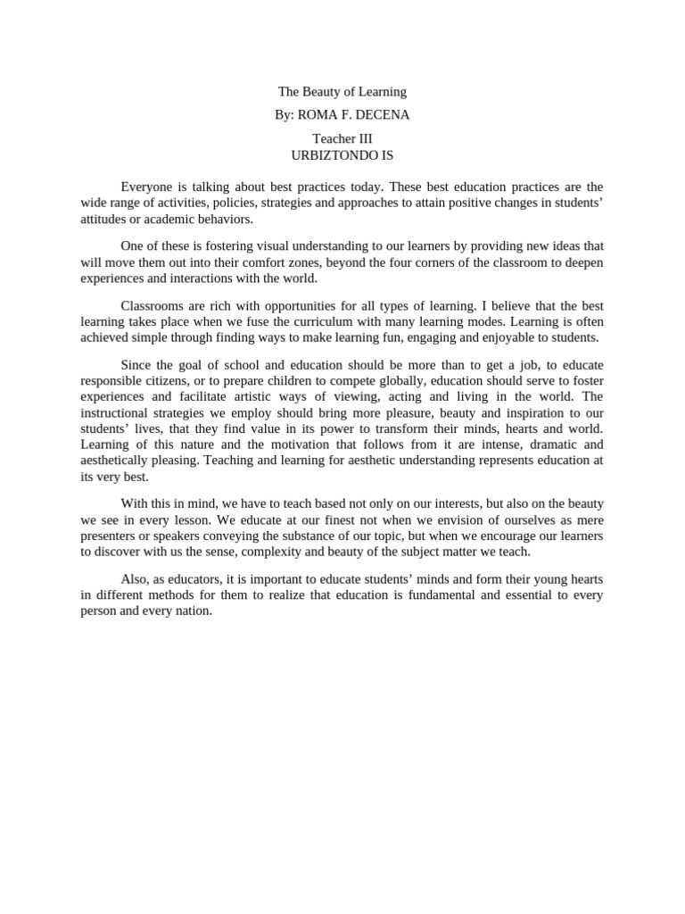 The Beauty of Learning | PDF
