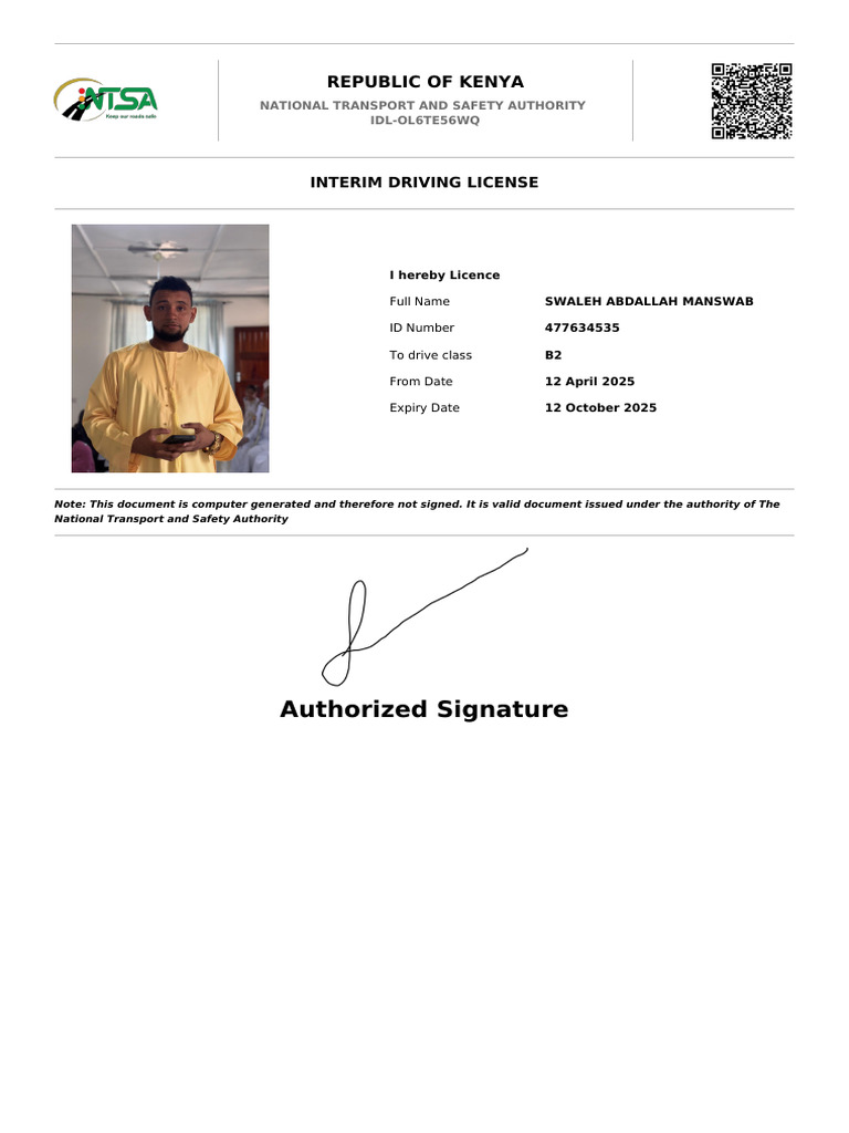 IDL-OL6TE56WQ-Interim Driving License | PDF