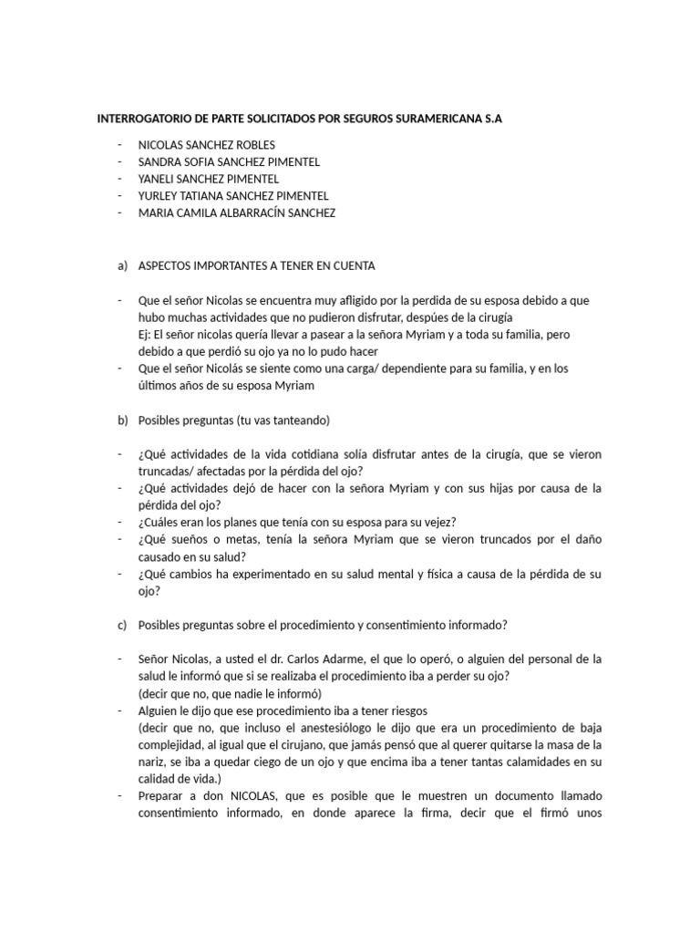 Interrogatorio de Parte Solicitados | PDF