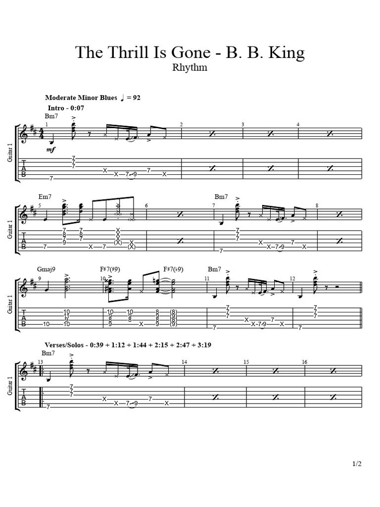 "The Thrill Is Gone Guitar Tabs" | PDF | Song Structure | Musical Forms
