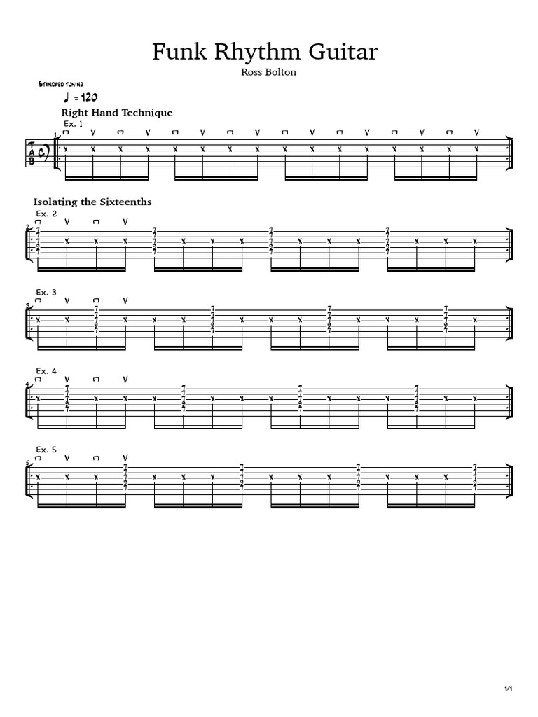 Funk Rhyhm Guitar by Ross Bolton | PDF | Musical Techniques | Rhythm ...