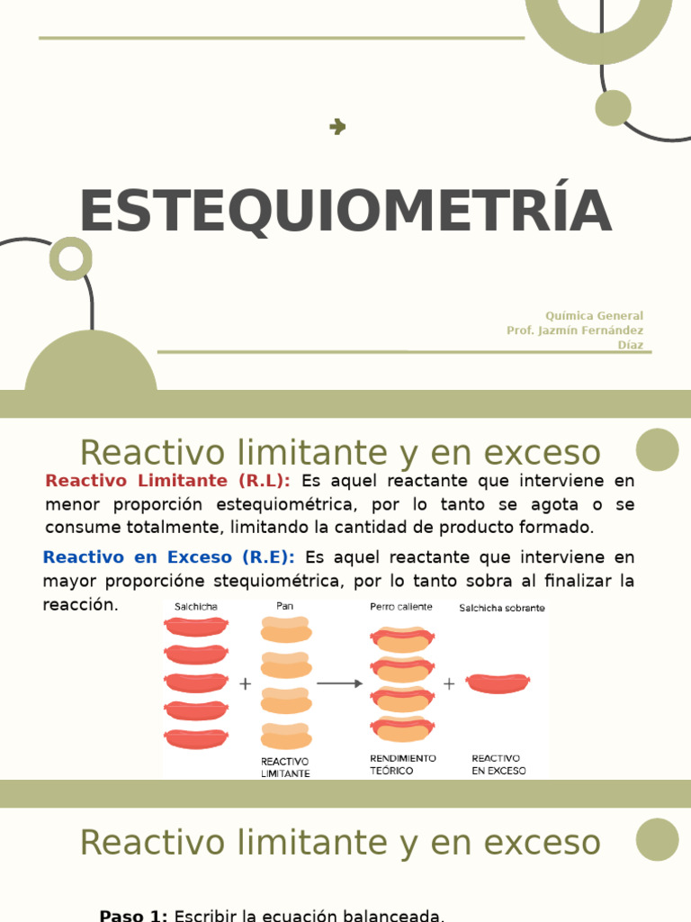 Reactivo Limitante y Exceso | PDF | Estequiometría | Procesos unitarios