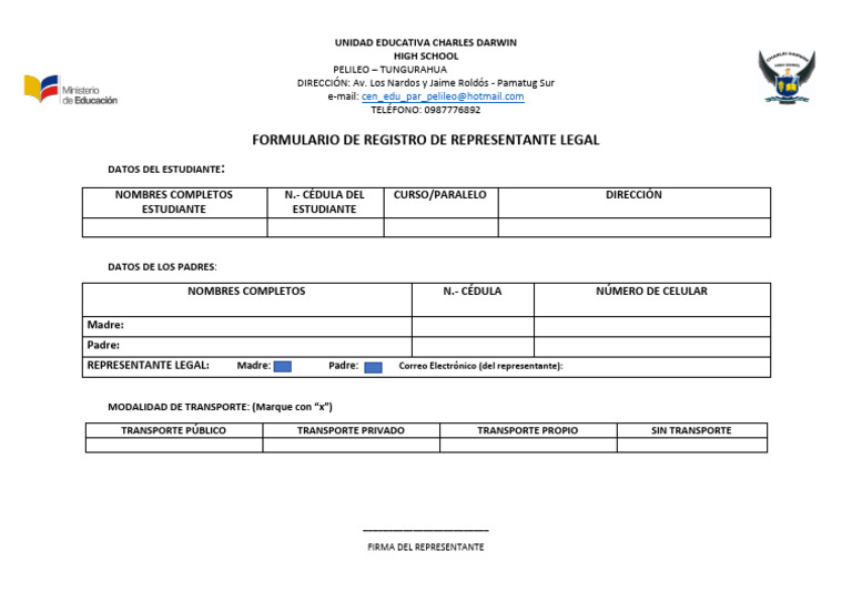 Formulario de Registro de Representante Legal | PDF