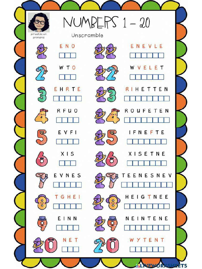 Numbers 1-20 writing (2) interactive worksheet | PDF