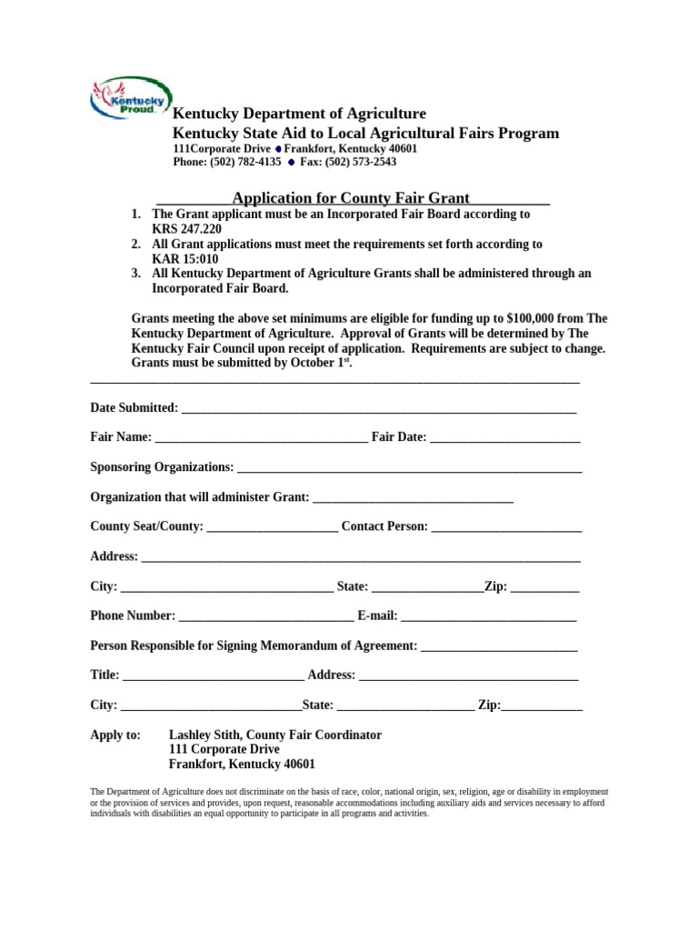 SF ApplicationForCountyFairGrant 2 | PDF | United States Department Of ...