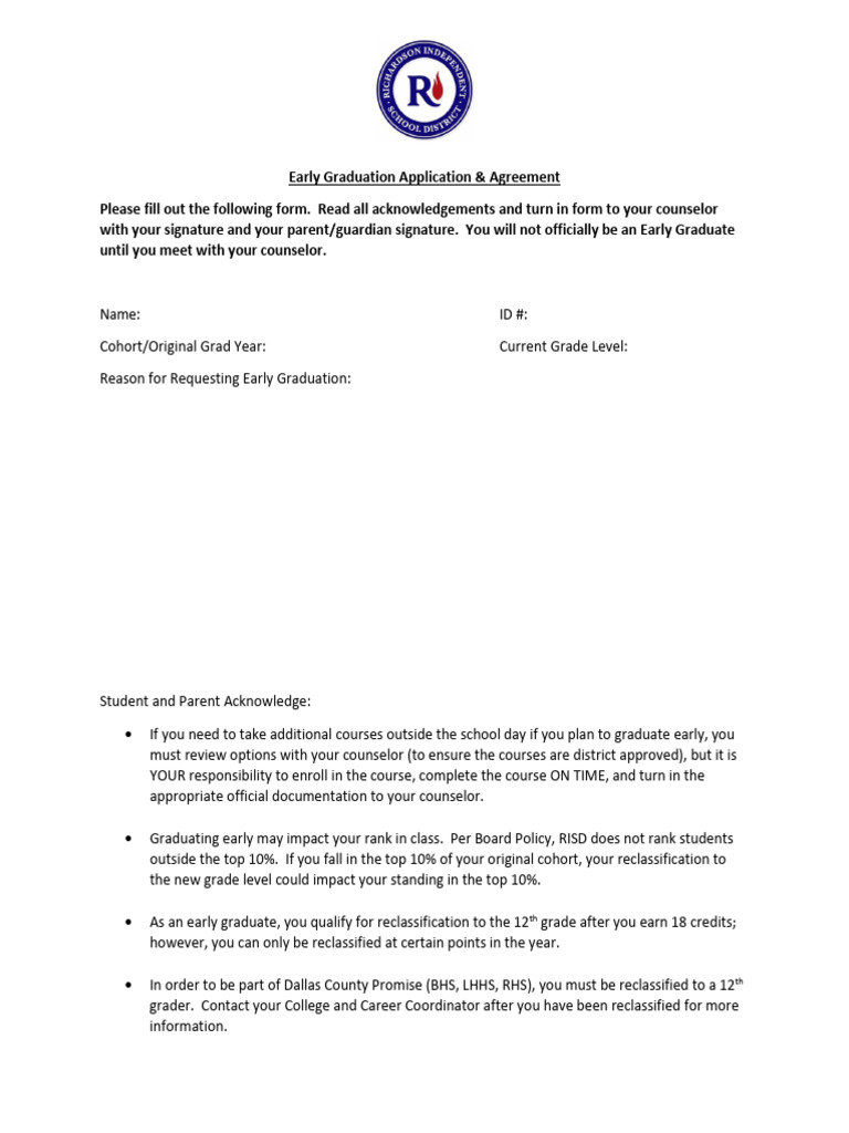 Early Graduation Application | PDF | Educational Stages