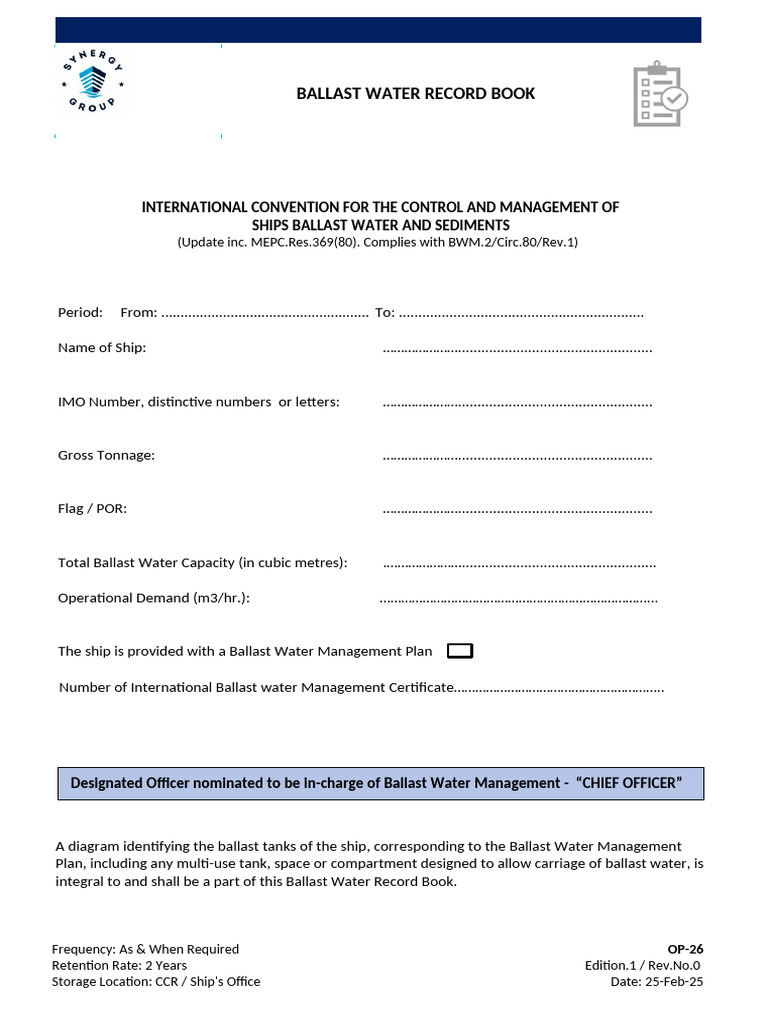Ballast Water Record Book Guidelines | PDF | Oil Tanker