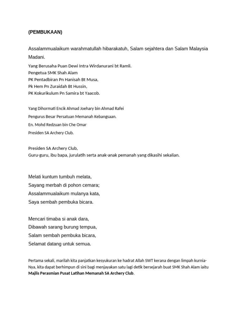 130157106-Teks-Pengacara-Majlis-Perasmian | PDF