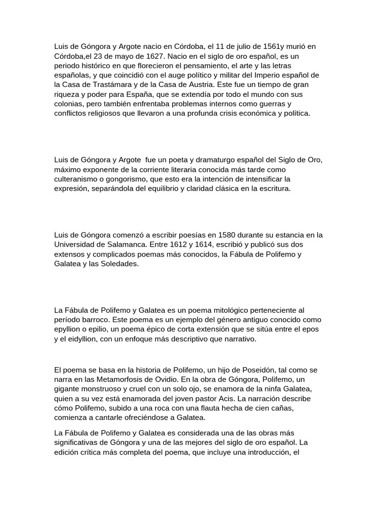 Luis de Góngora y Argote Nacio en Córdoba | PDF