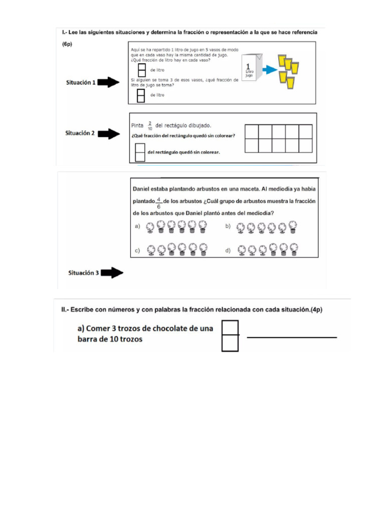Guia para Prueba de Fracciones | PDF