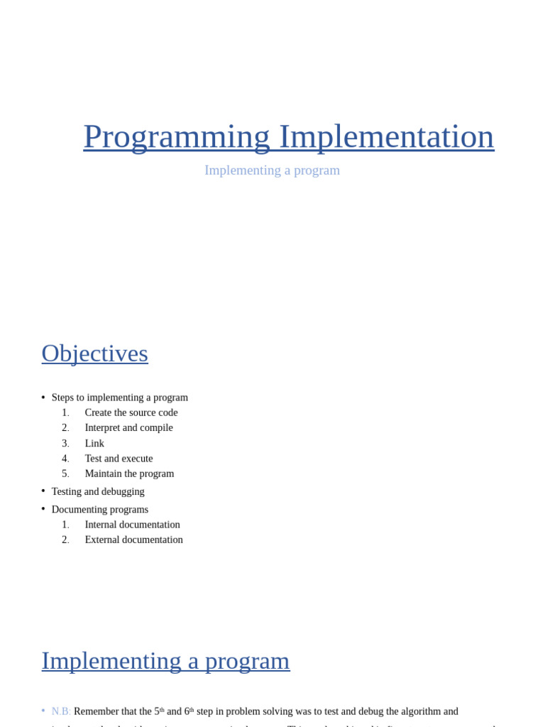 Program Implementation Steps and Documentation | PDF | Computer Program ...