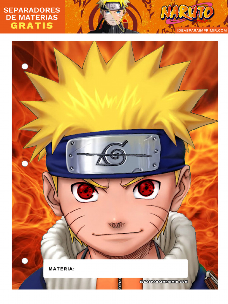 Separador de Materias para Carpeta Naruto 1 | PDF