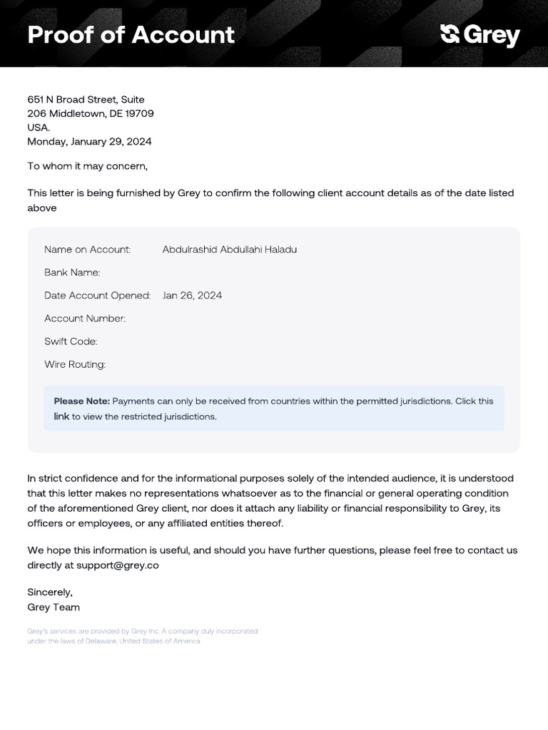 Proof of Account | PDF