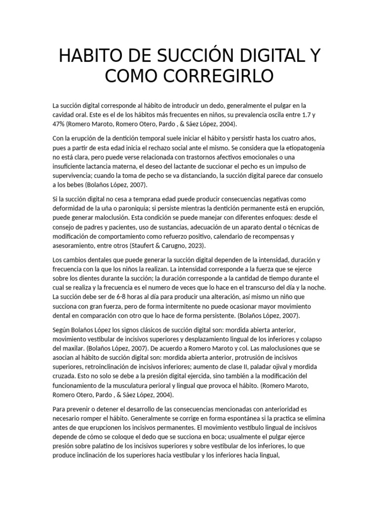 Cómo corregir la succión digital en niños | PDF