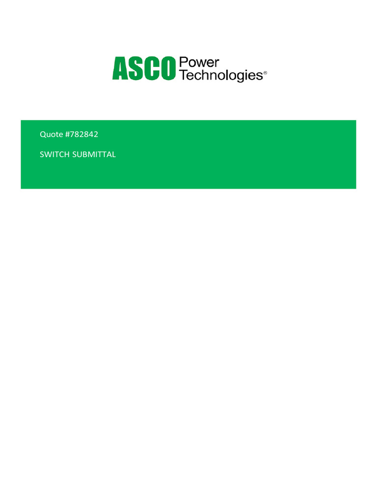 Asco Quote 782842 Ats 9.5.23 | PDF | Switch | Electrical Engineering
