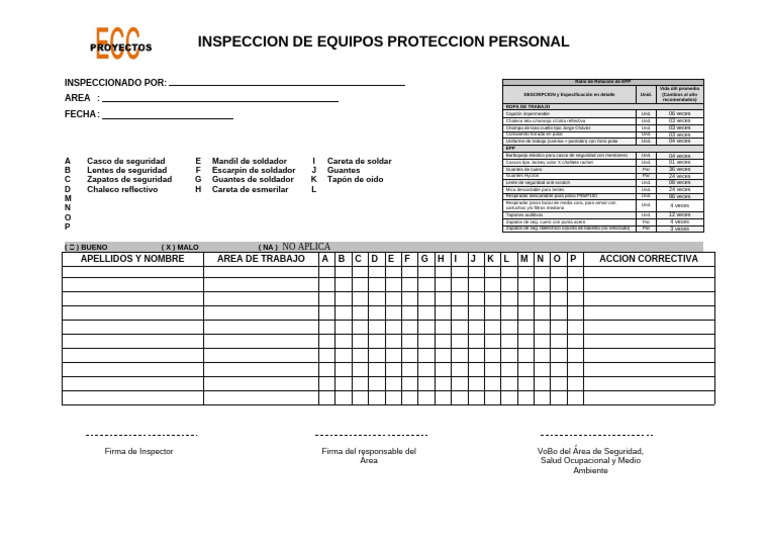 Inspeccion EPP | PDF | Ropa