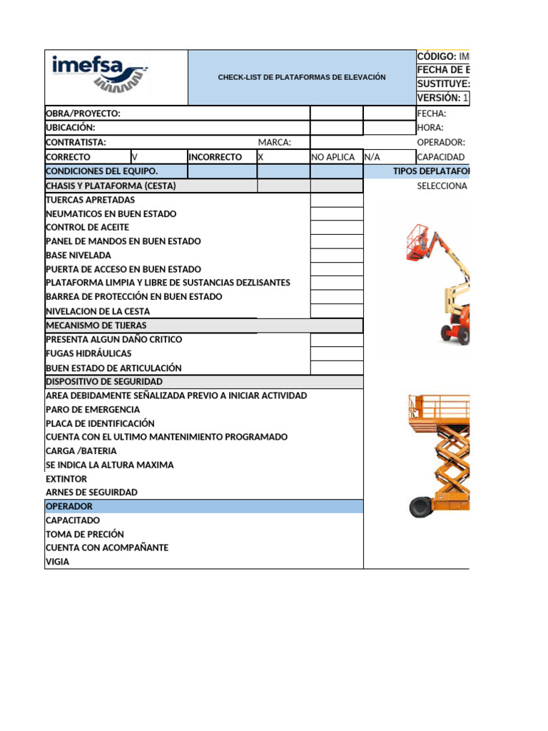Check-list de Seguridad para Plataformas | PDF