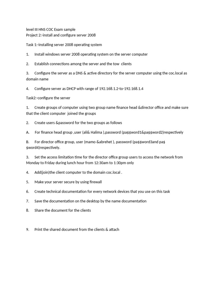 Level III HNS COC Exam Sample | PDF