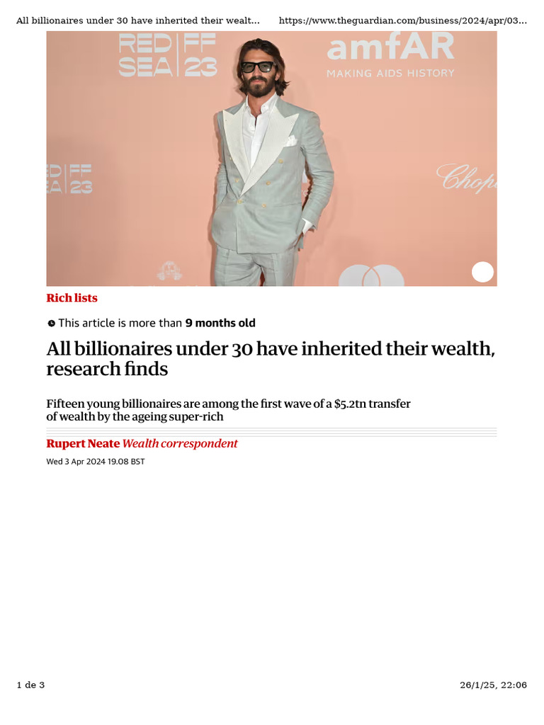 Young Billionaires: All Inherited Wealth | PDF