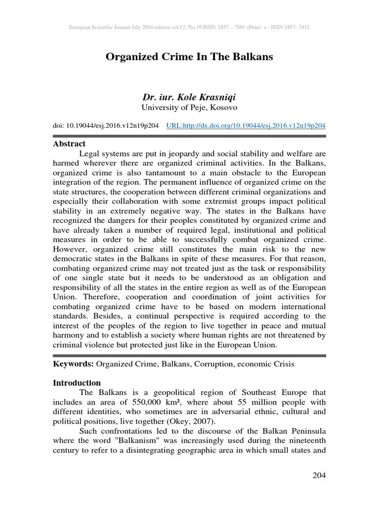 17 Organized Crime in The Balkans | PDF | Illegal Drug Trade ...