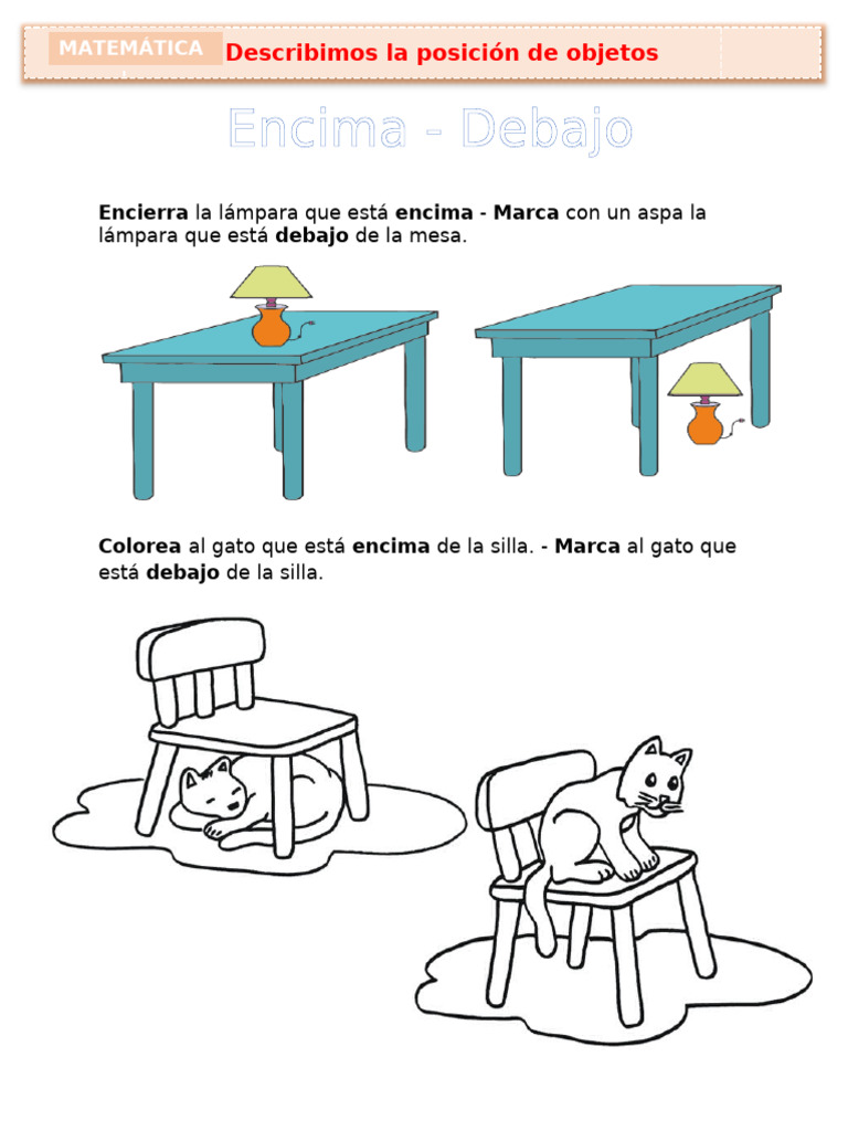 ADICIONAL REFUERZO FICHA MAT. Describimos la posición de objetos | PDF