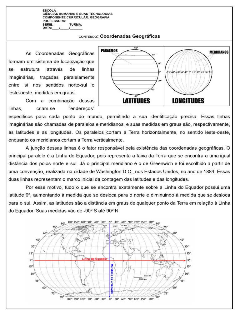 COORDENADAS GEOGRÁFICAS | PDF | Latitude | Longitude