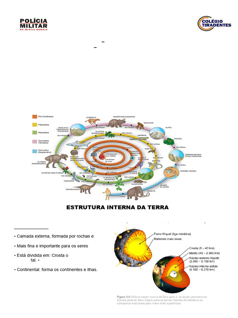 Eras Geológicas - Estrutura Interna Da Terra - Rochas e Minerais - Estruturas Geológicas. | PDF ...
