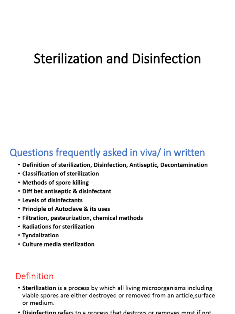 Sterilization and Disinfection Class6(1) | PDF | Sterilization (Microbiology) | Disinfectant