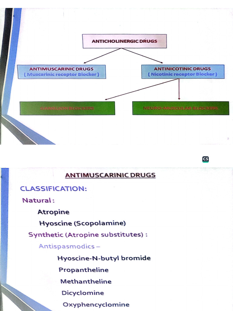 Anti Cholenergic Drug Lecture | PDF