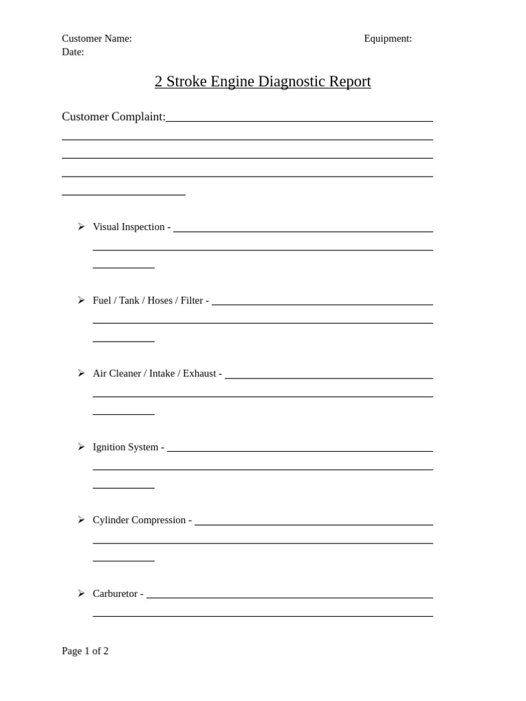 2 Stroke Engine Diagnostic Report | PDF