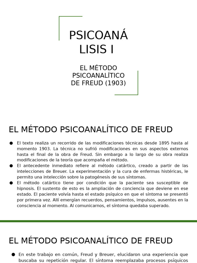 CLASE - EL MÉTODO PSICOANALÍTICO DE FREUD | PDF | Psicoanálisis ...