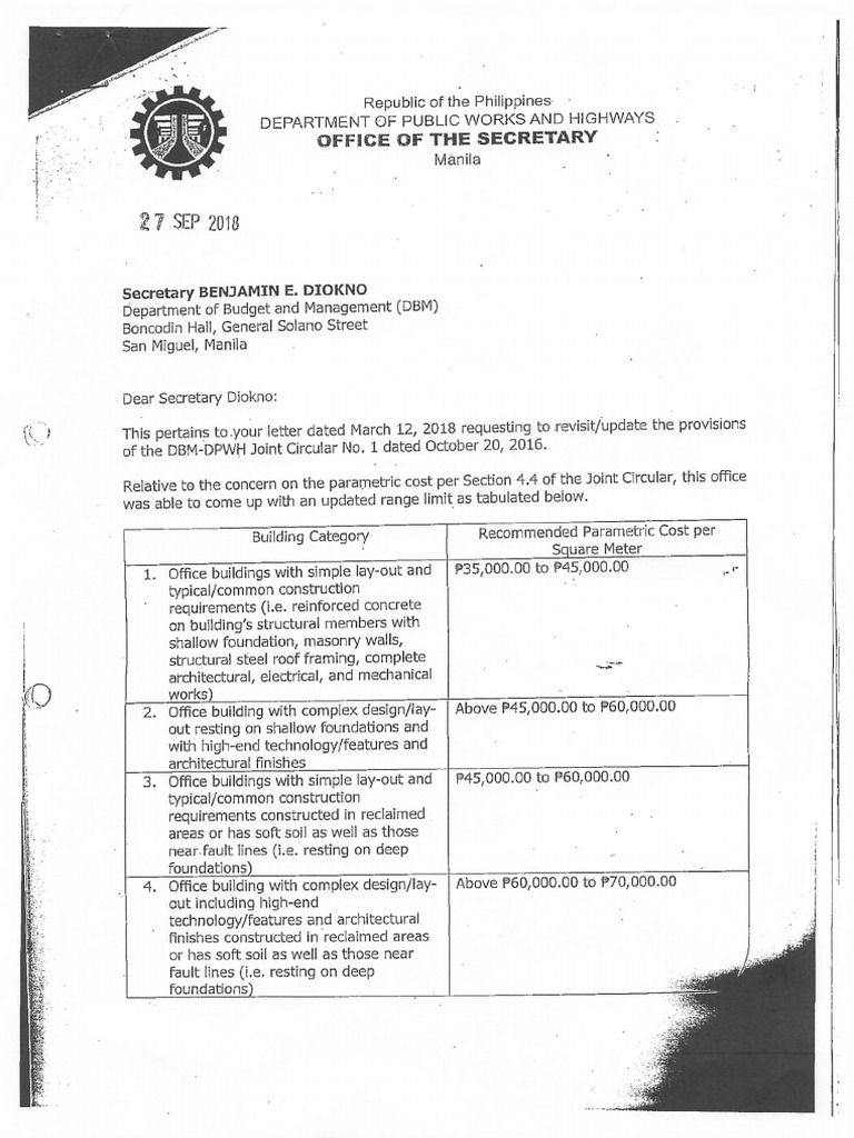 DBM-DPWH Joint Circular No. 1 | PDF