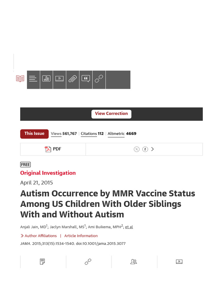 Autism Occurrence by MMR Vaccine Status Among US Children With Older ...