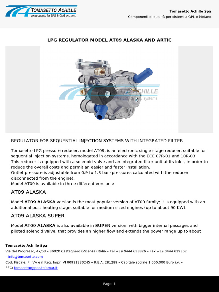 LPG Regulator Model At09 Alaska and Artic | PDF | Electricity ...