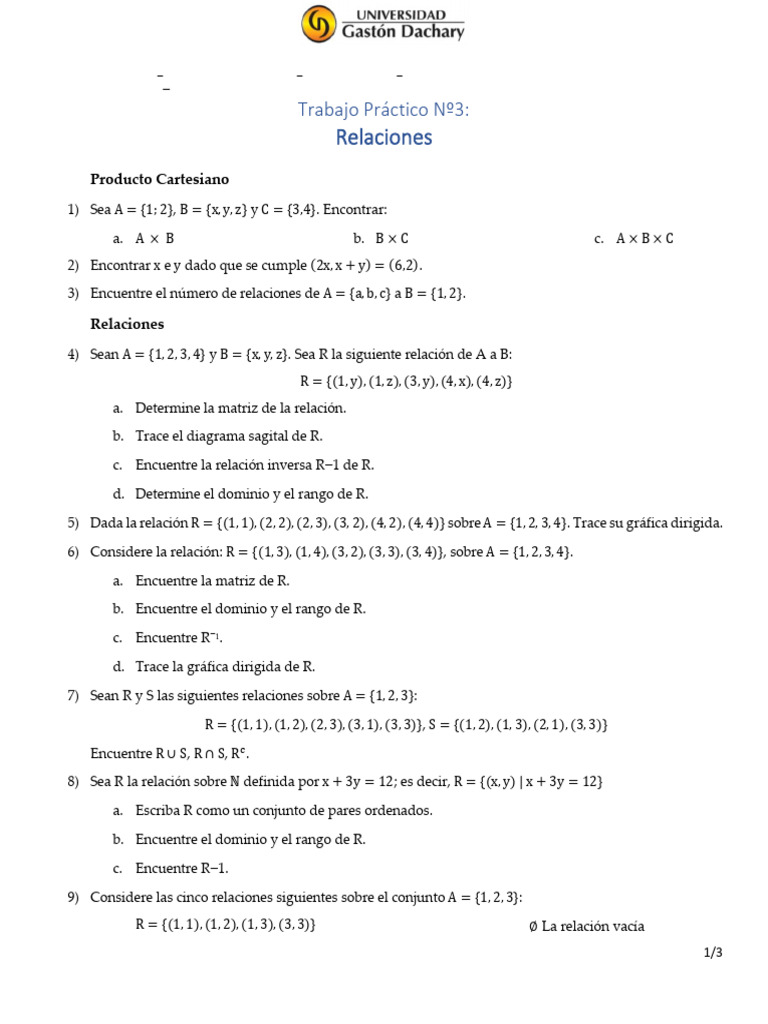 TP3 Relaciones | PDF | Función (Matemáticas) | Matemáticas