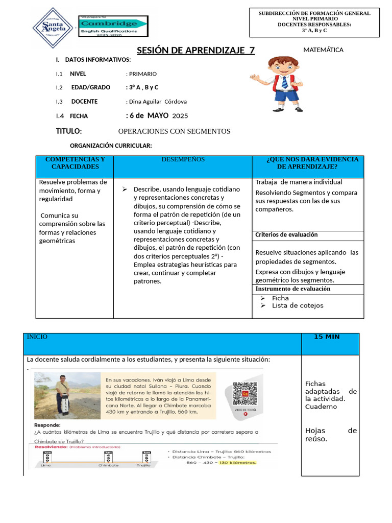 SESIÓN DE APRENDIZAJE 7 Operaciones Con Segmentos | PDF | Aprendizaje | Modificación de ...