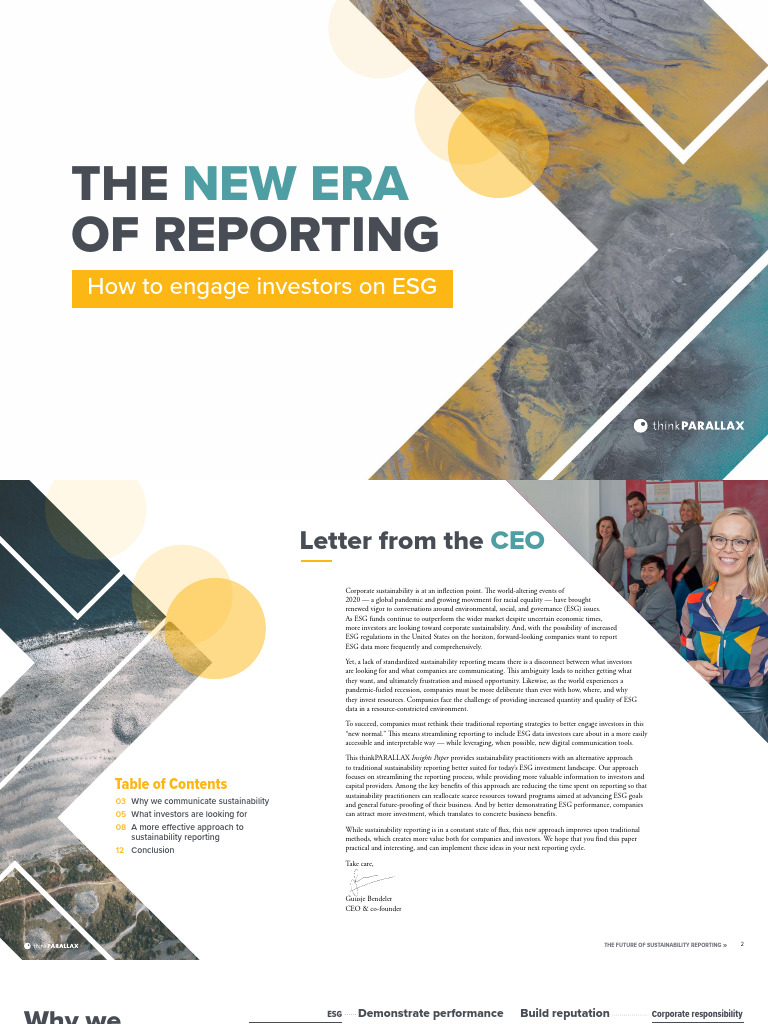 thinkPARALLAX New Era of Reporting Paper | PDF | Sustainability ...