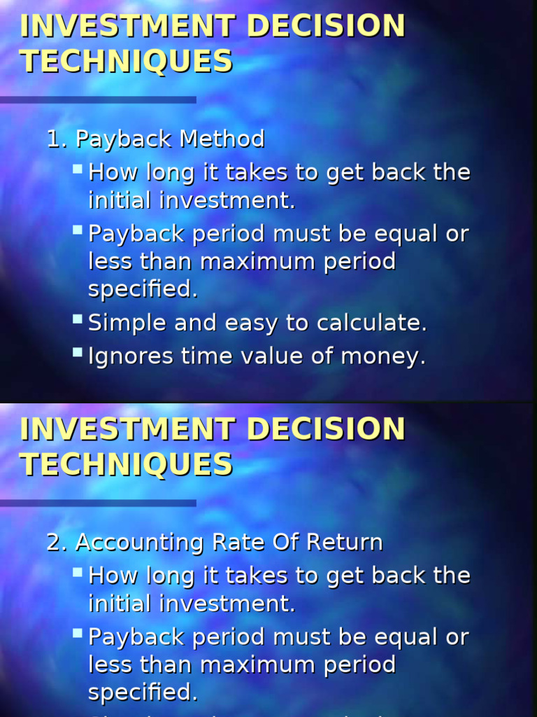 Investment Decision Techniques Explained | PDF