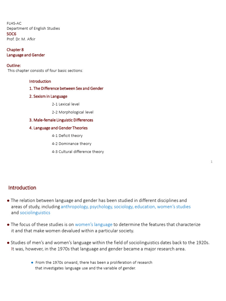 Chapter 8 Language and Gender | PDF | Gender | Gender Studies