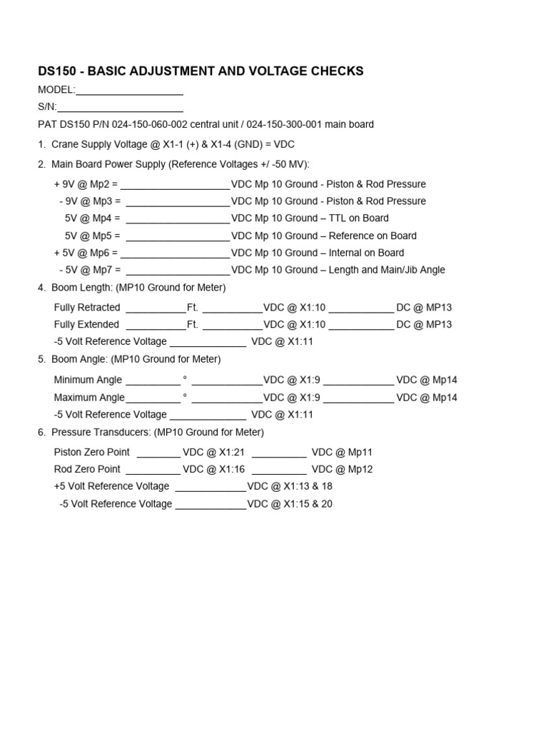 DS150 - Basic Adjustment and Voltage Checks | PDF