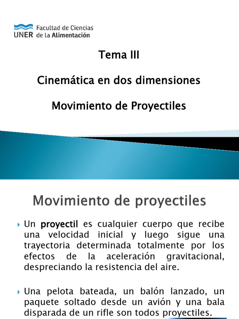 Tema 3a - Movimiento de Proyectiles | PDF | Fenomeno fisico | Ingeniería mecánica