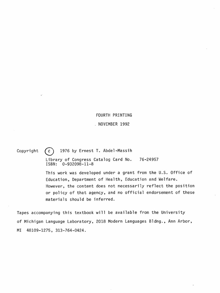 Egyptian Arabic - E. Abdel Massih | PDF