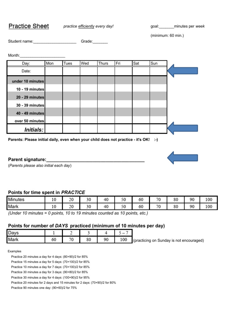 Daily Practice Tracking Sheet | PDF
